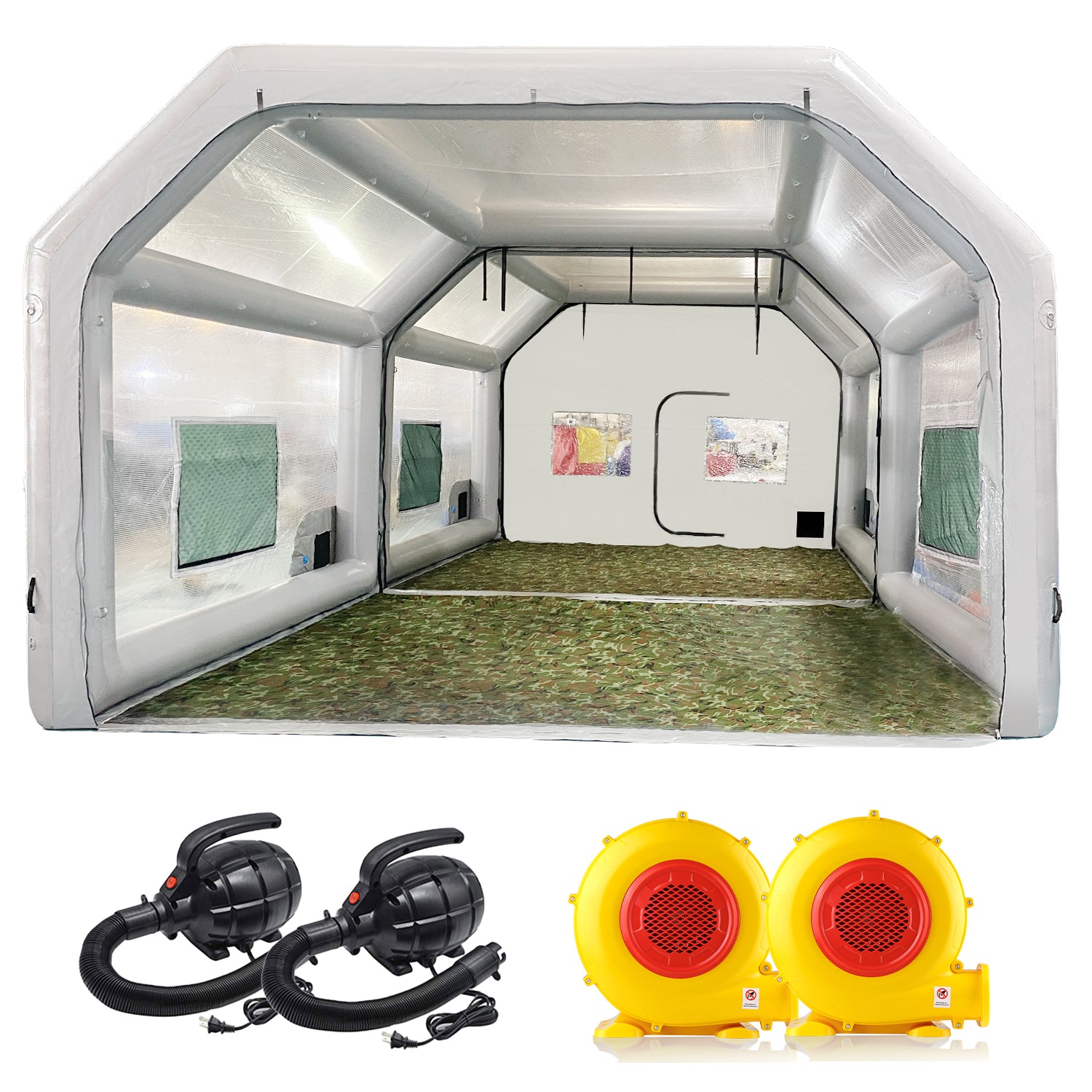Sewinfla Airtight Waterproof Paint Booth 28x15x11FT with 2 Blowers (95