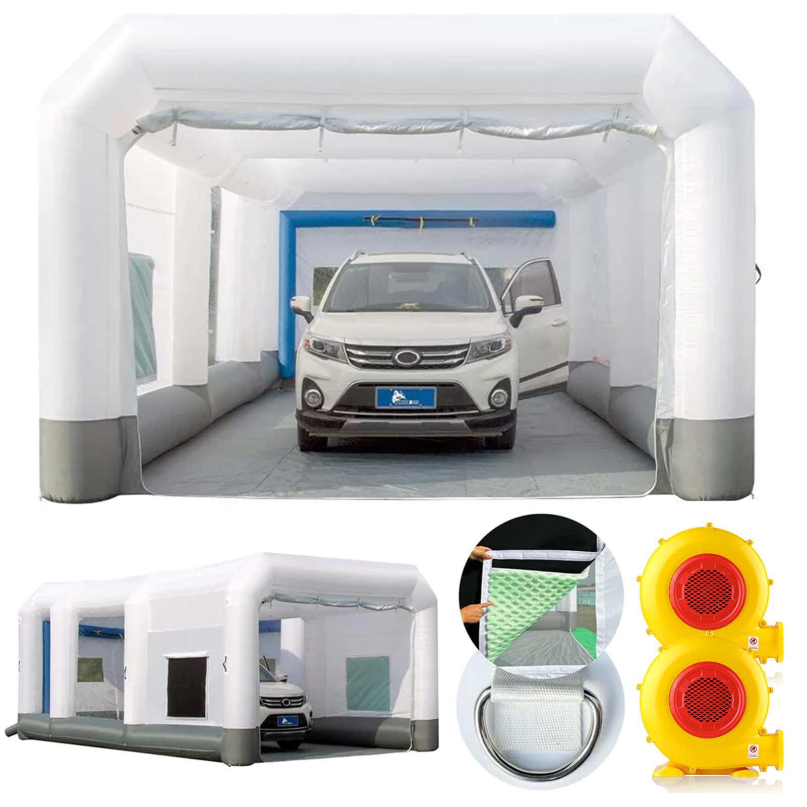 GORILLASPRO Inflatable Paint Booth 26x15x10Ft with 750W+950W Blowers U