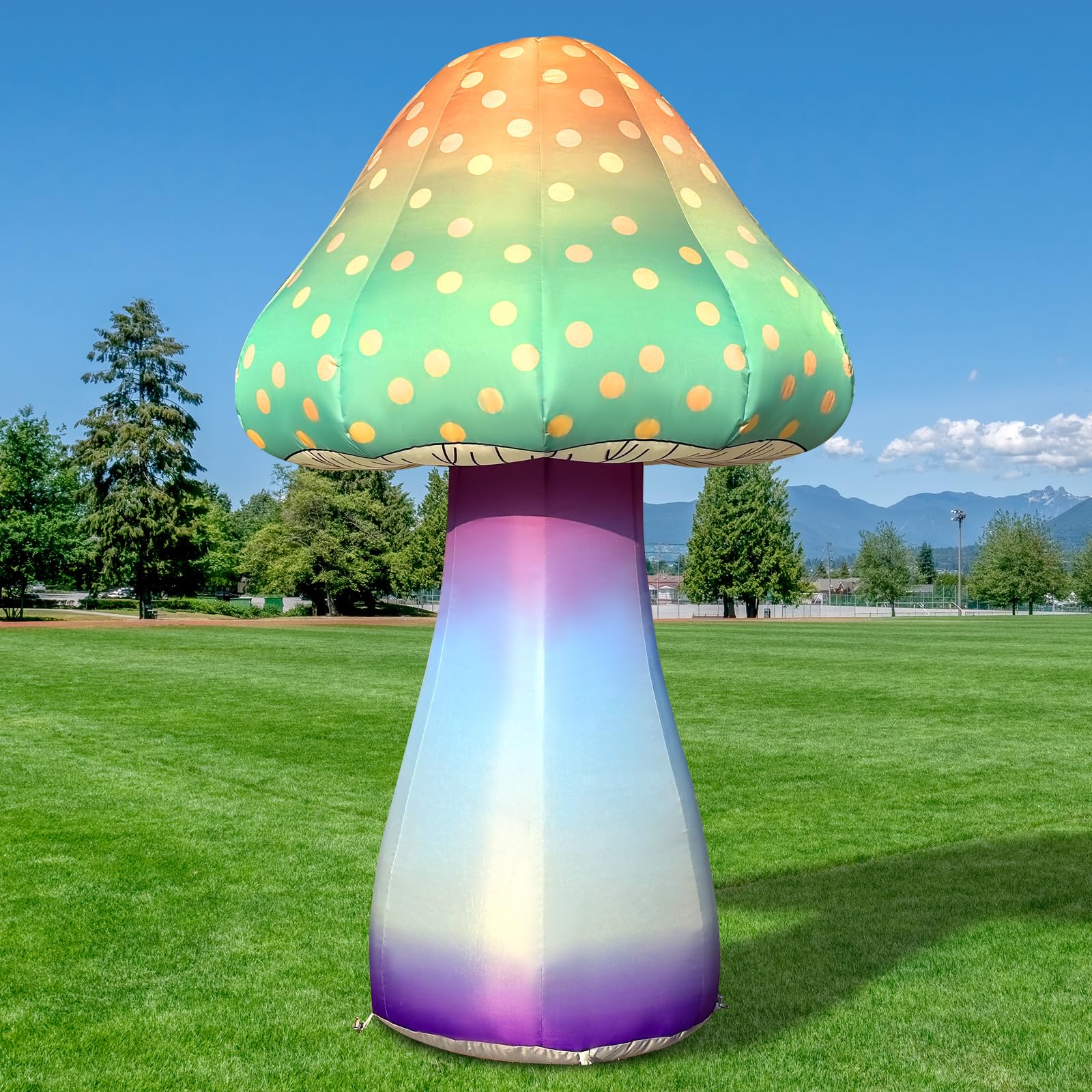 6 FT LED Inflatable Mushroom with Built‑in Fan, Light Strip & Remote C