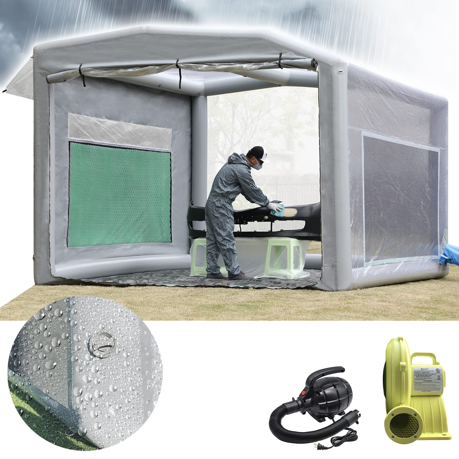 New Version Sewinfla Airtight Waterproof Paint Booth 13x11.5x10ft with